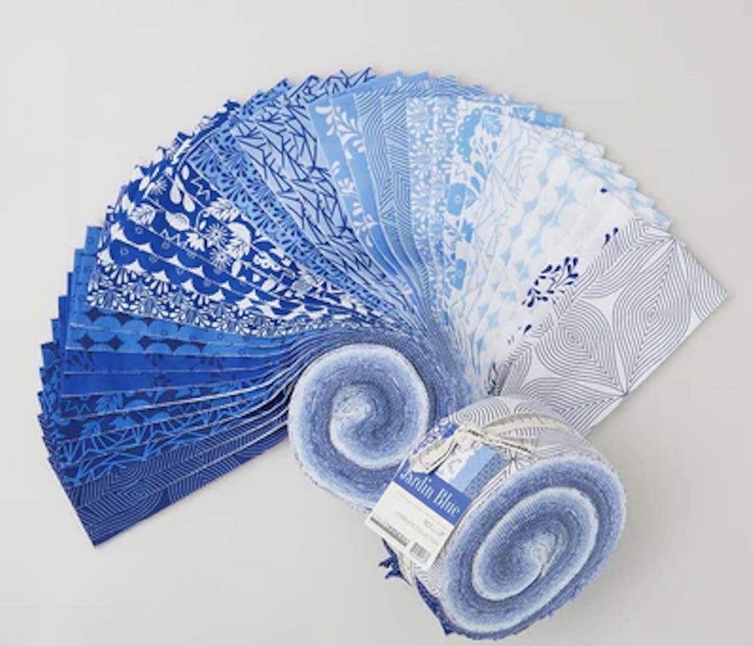 Jelly Roll Fabrics Blue and White - Jardin Blue Kaufman Fabrics, Roll ...