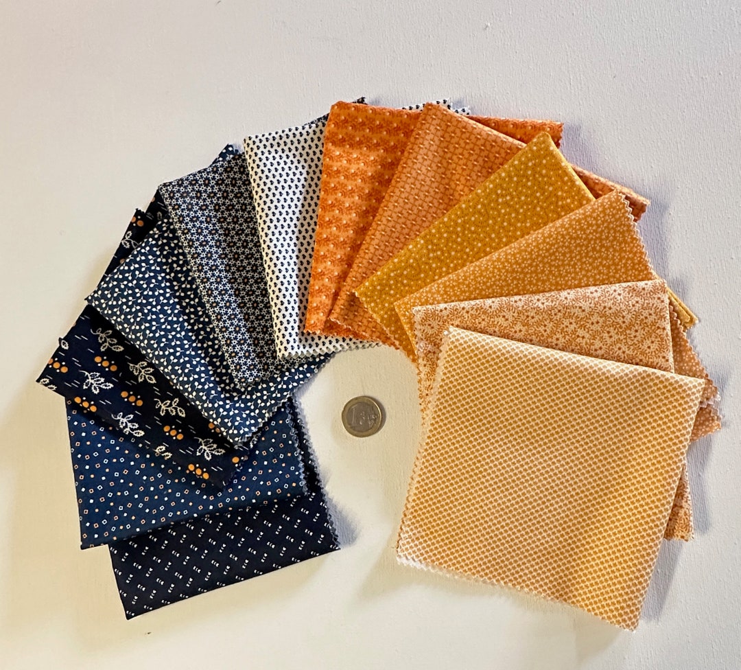 Indigo Cheddar Pack 12 Fabrics Andover Fabrics, Set of 12 Indigo Blue ...