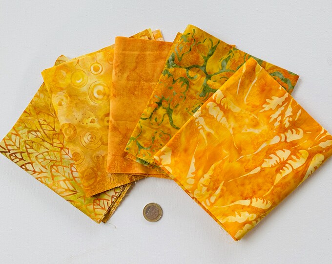 Batik Fabric Pack Orange Yellow - Mango, 5 Pcs 15 Cm X 55 Cm ...