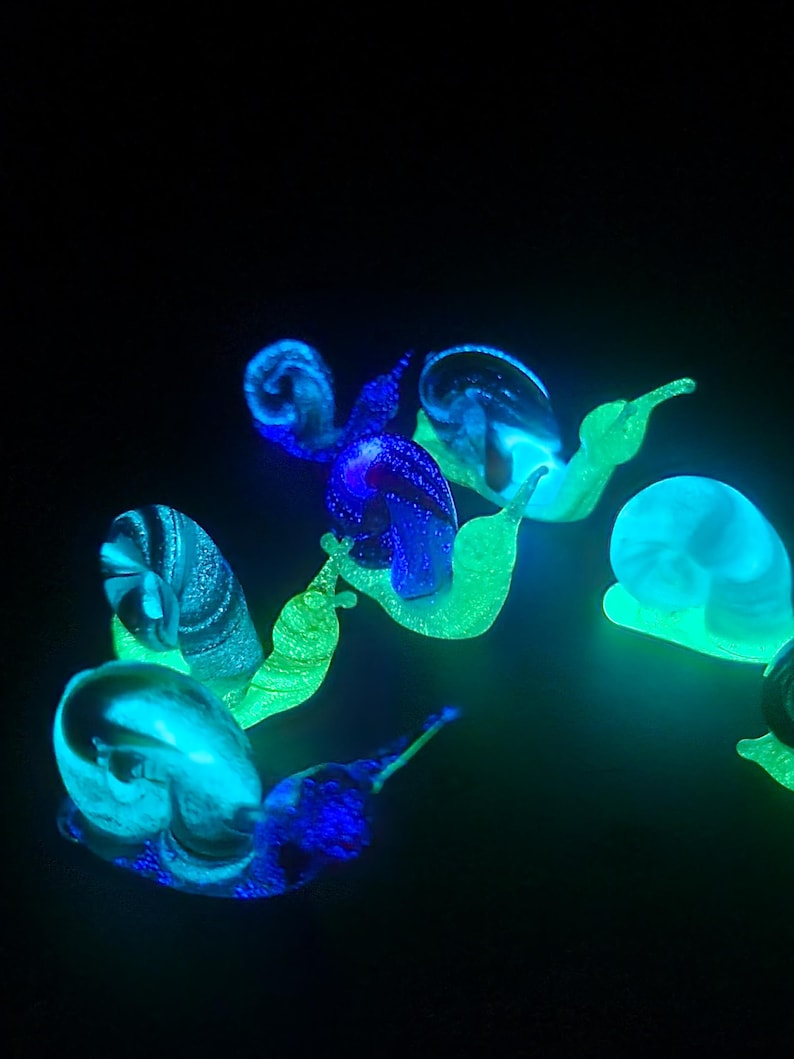 Glow in the Dark Glass Snails: Handmade Fairy Garden Art - Etsy