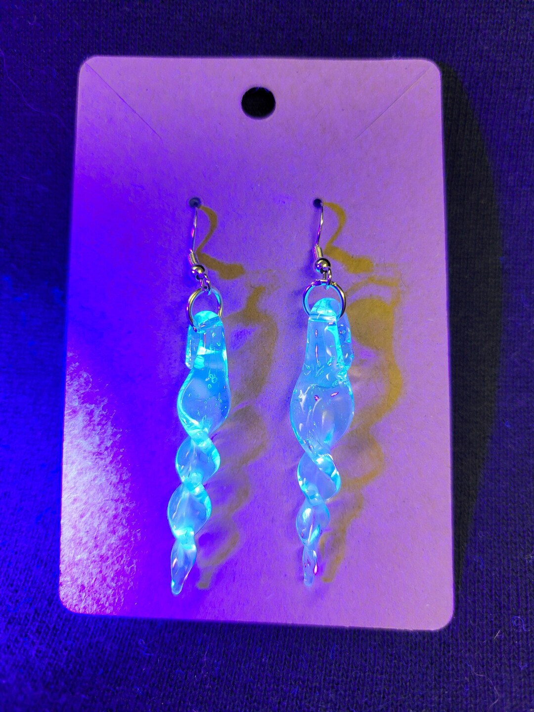Handmade UV Reactive Glass Dangle Earrings: Hypoallergenic Hooks - Etsy