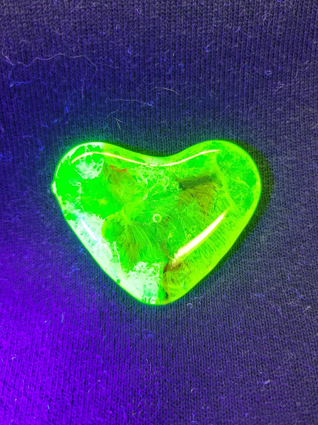 Uranium Glass Heart, Small Uranium Glass Heart, Handmade Uranium Glass ...