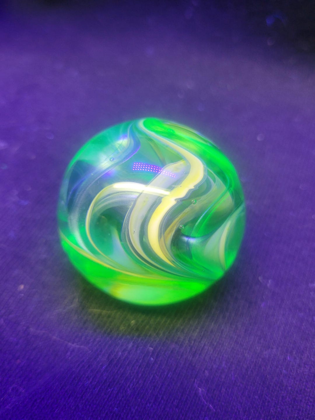 Uranium Glass Marble, Handmade Glass Marble, Black Light Marble, Signed Marble - Etsy