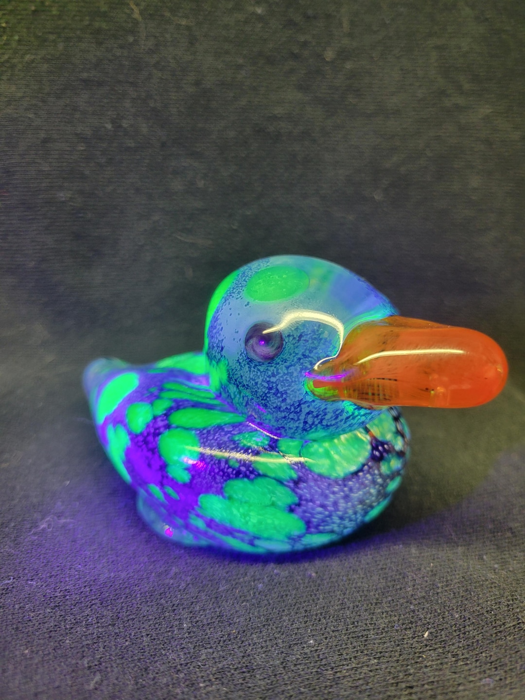 Uranium Glass Duck Sculpture, Handmade Uranium Glass Duck, Gift for ...
