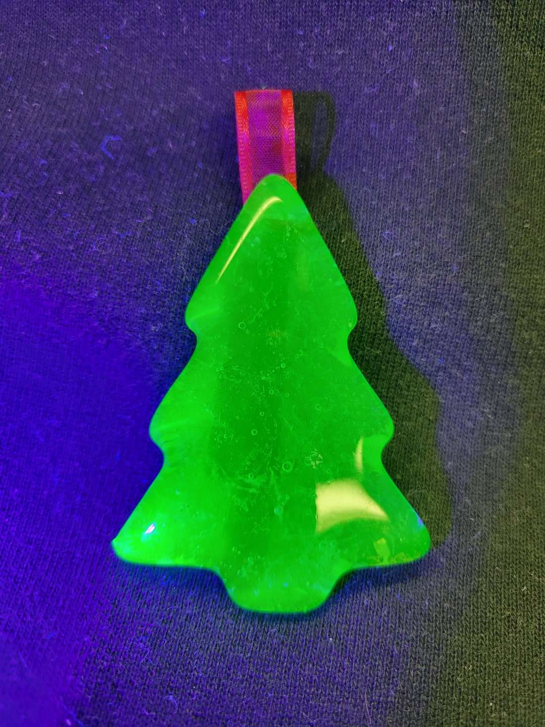 Uranium Glass Christmas Tree Ornament, Handmade Glass Ornament, Unique ...