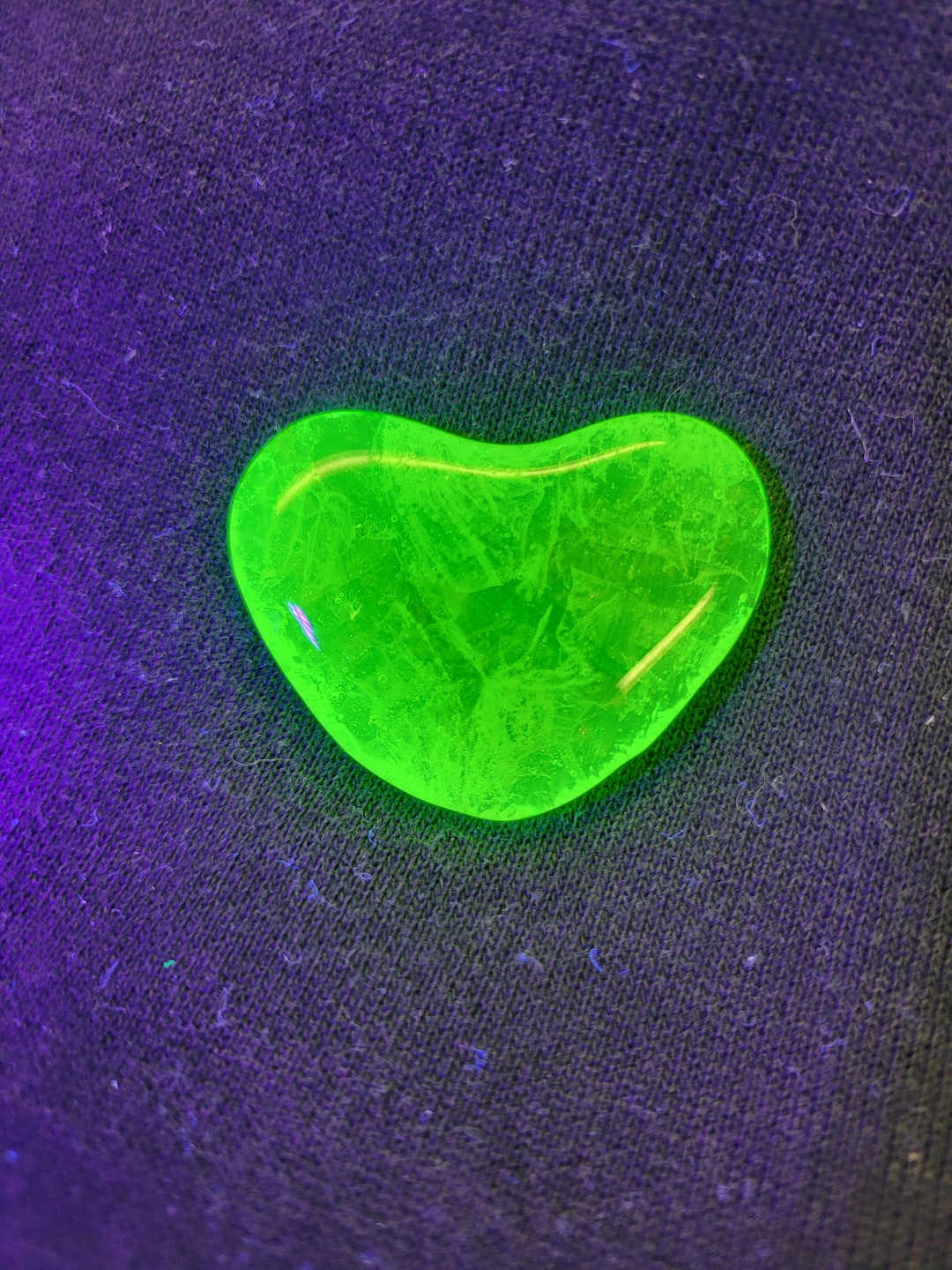 Uranium Glass Heart, Tiny Glass Heart, Small Glass Heart, Glowing Glass ...