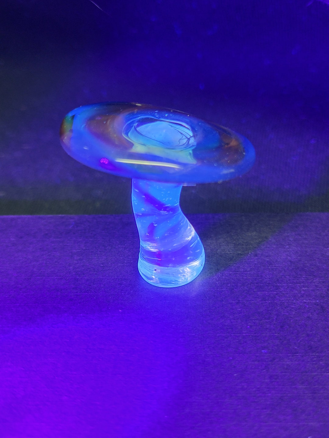 UV Reactive Glass Mushroom Sculpture, Tiny Glass Mushroom, Gift for ...
