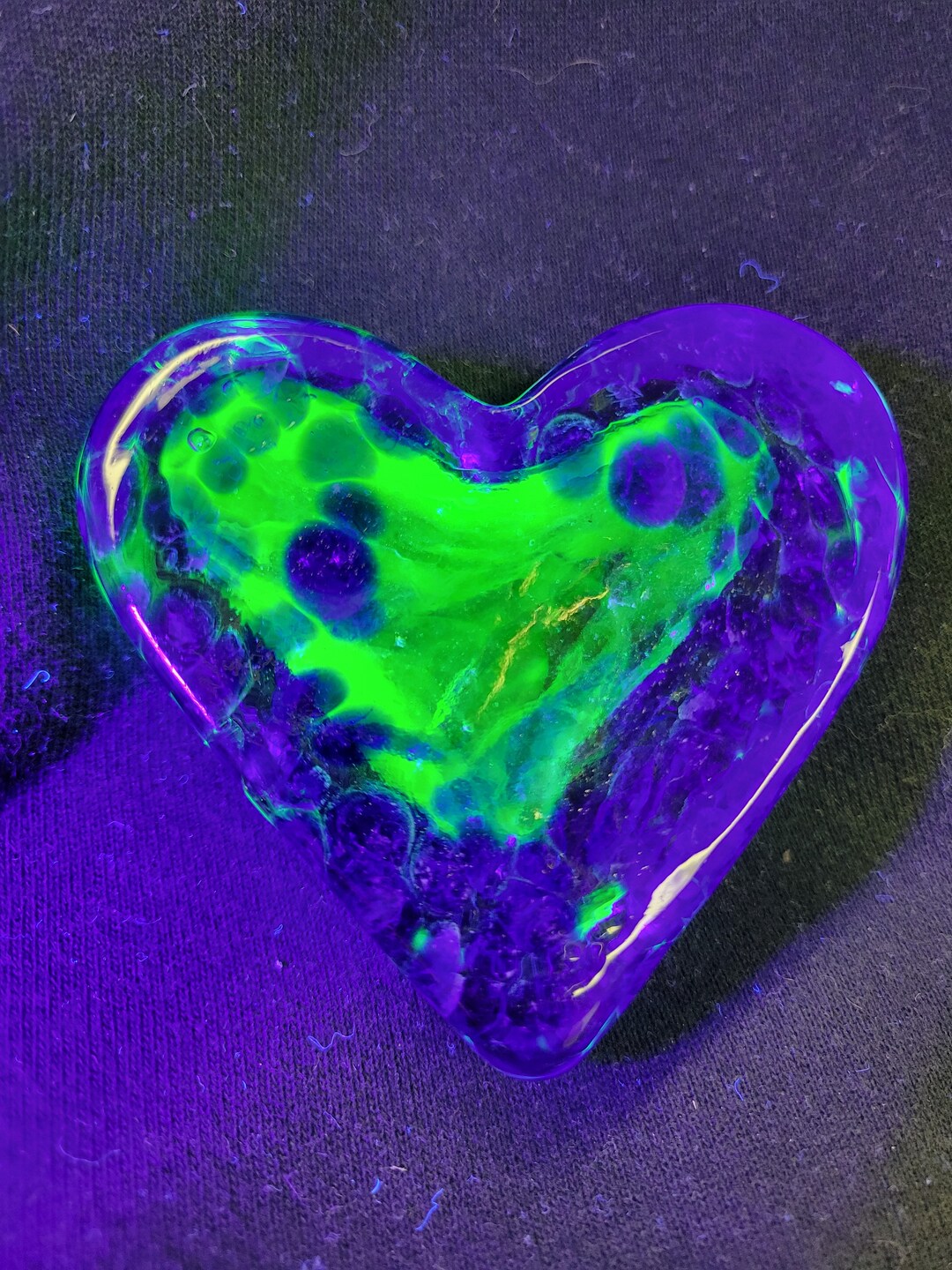 Blue Uranium Glass Heart Solid Glass Uranium Heart Uranium - Etsy