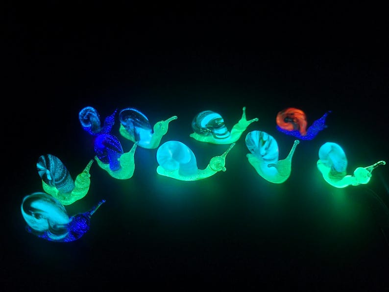 Glow in the Dark Glass Snails: Handmade Fairy Garden Art - Etsy