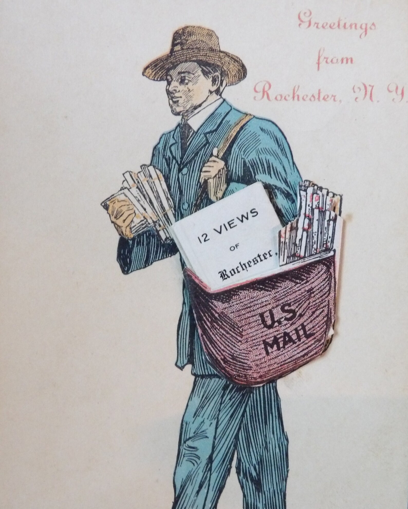 Antique Postcard - Letter Carrier Series - Greetings From Rochester N ...