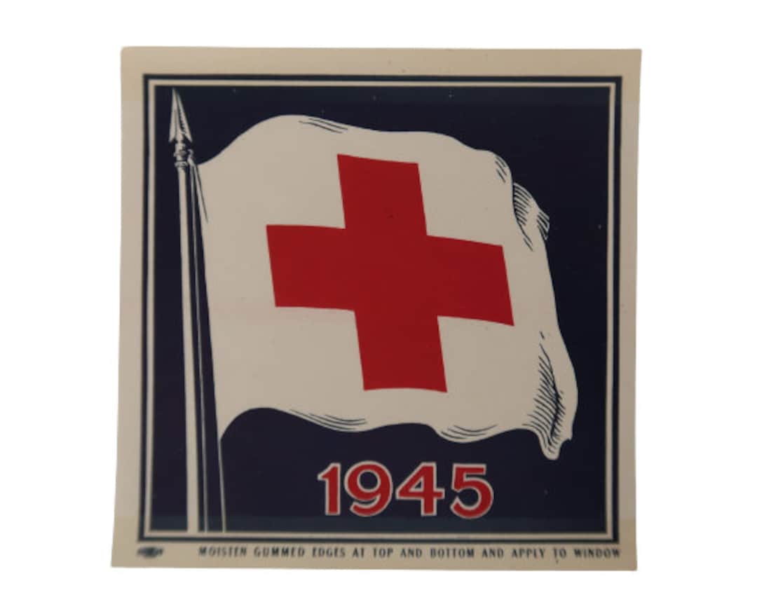 World War II 1945 American Red Cross Window Sticker. unused - Etsy