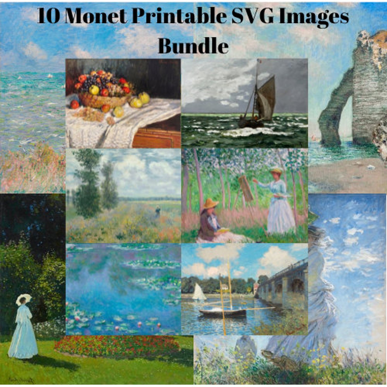 10 Monet Printable SVG Images Bundle. (digital Download) - Etsy