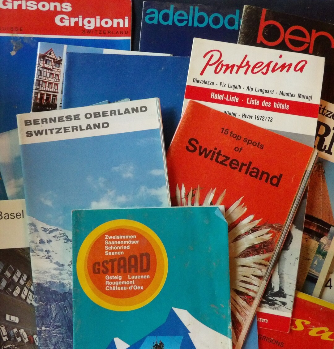 20+ Vintage Switzerland Travel Brochures Maps 1970s Swiss Alps Lucerne ...