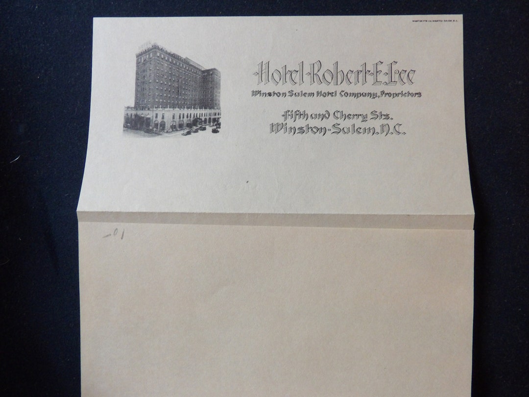 1920s Robert E. Lee Hotel, Winston Salem, NC - Antique Letterhead. - Etsy