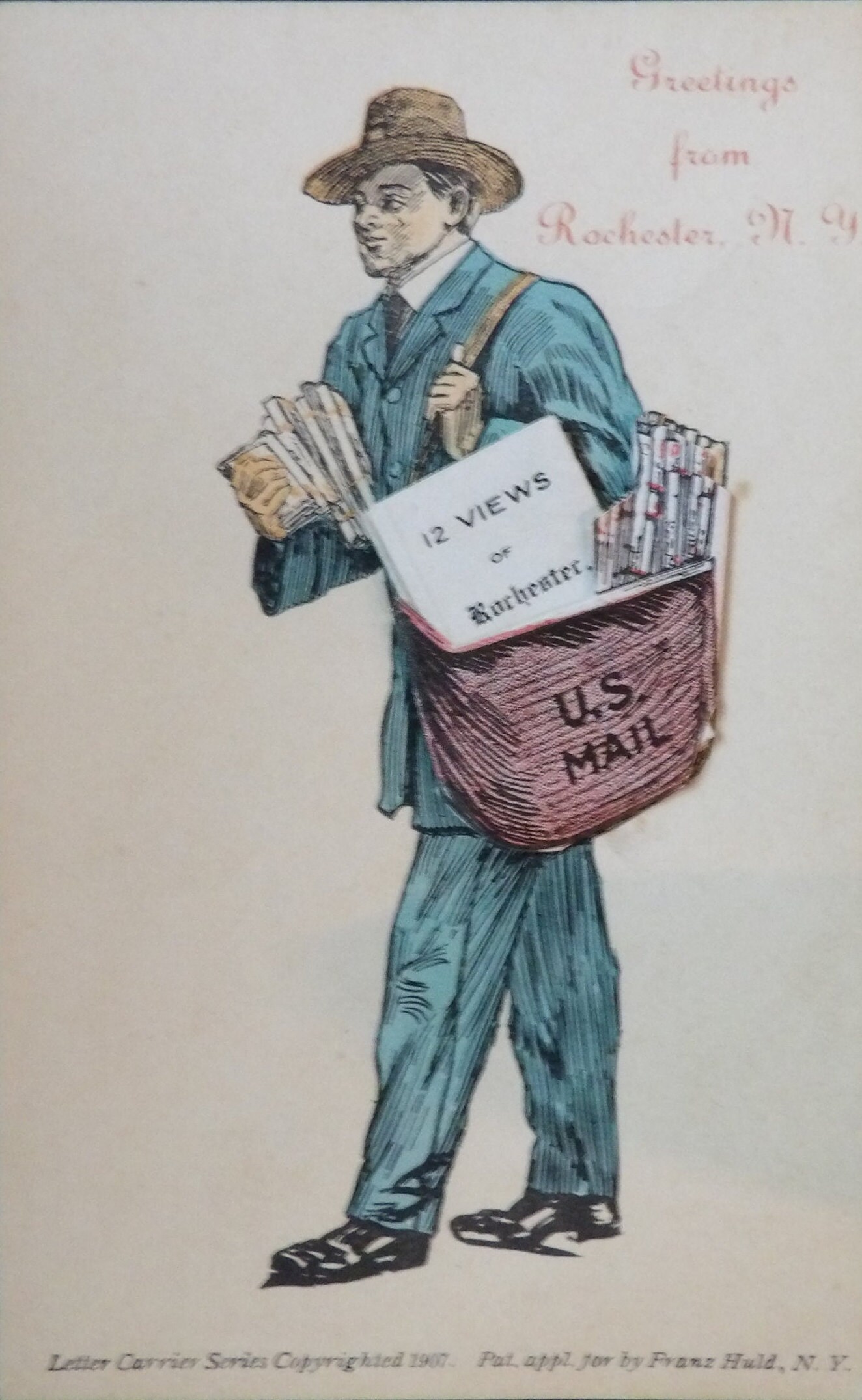 Antique Postcard - Letter Carrier Series - Greetings From Rochester N ...
