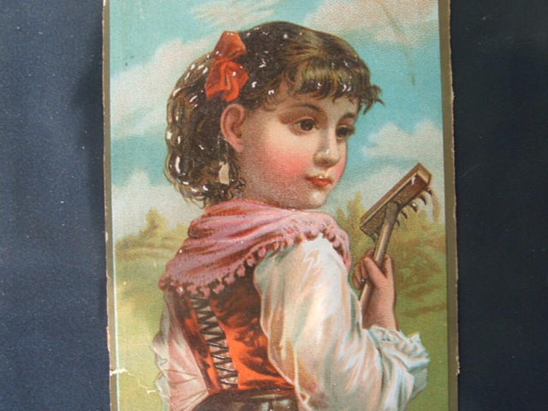 Double-sided Victorian Lithograph Card, Girl & Flowers. - Etsy