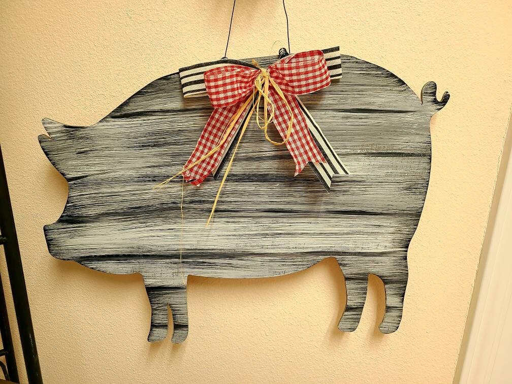 Rustic pig door hanger/pig sign | Etsy