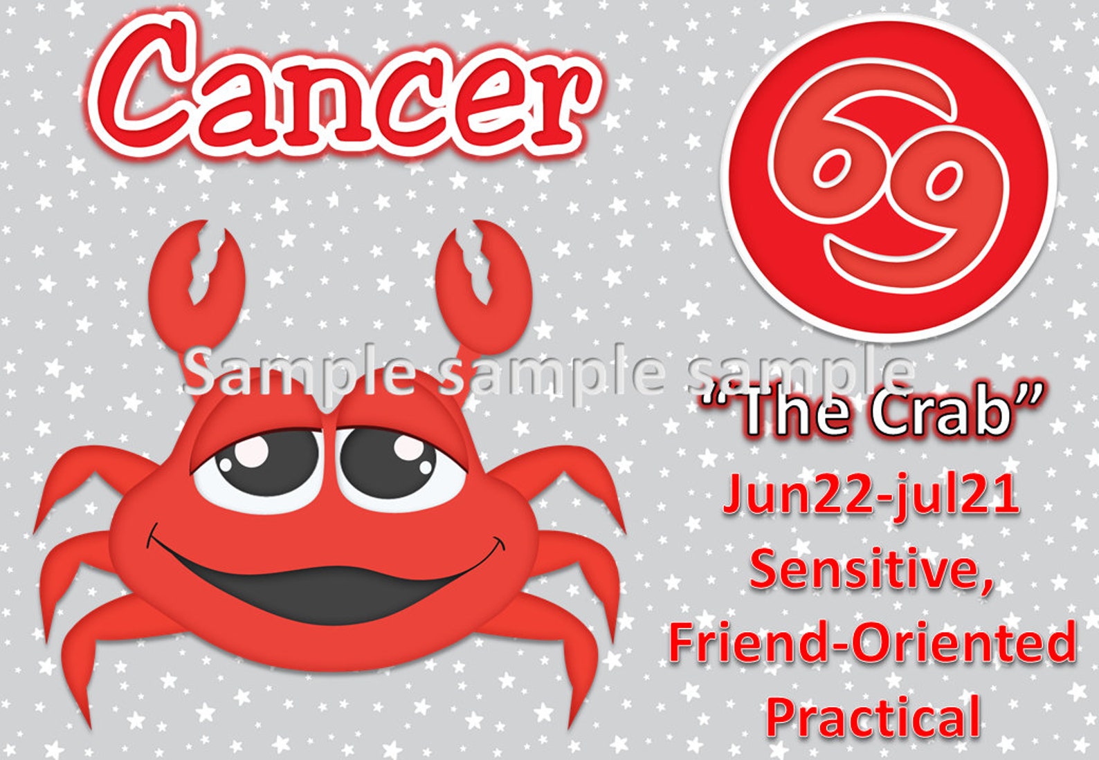 Astrology Zodiac Cancer Crab Digital Image Etsy