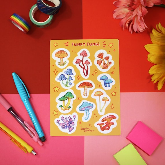 Funky Fungi Vinyl Sticker Sheet | Etsy