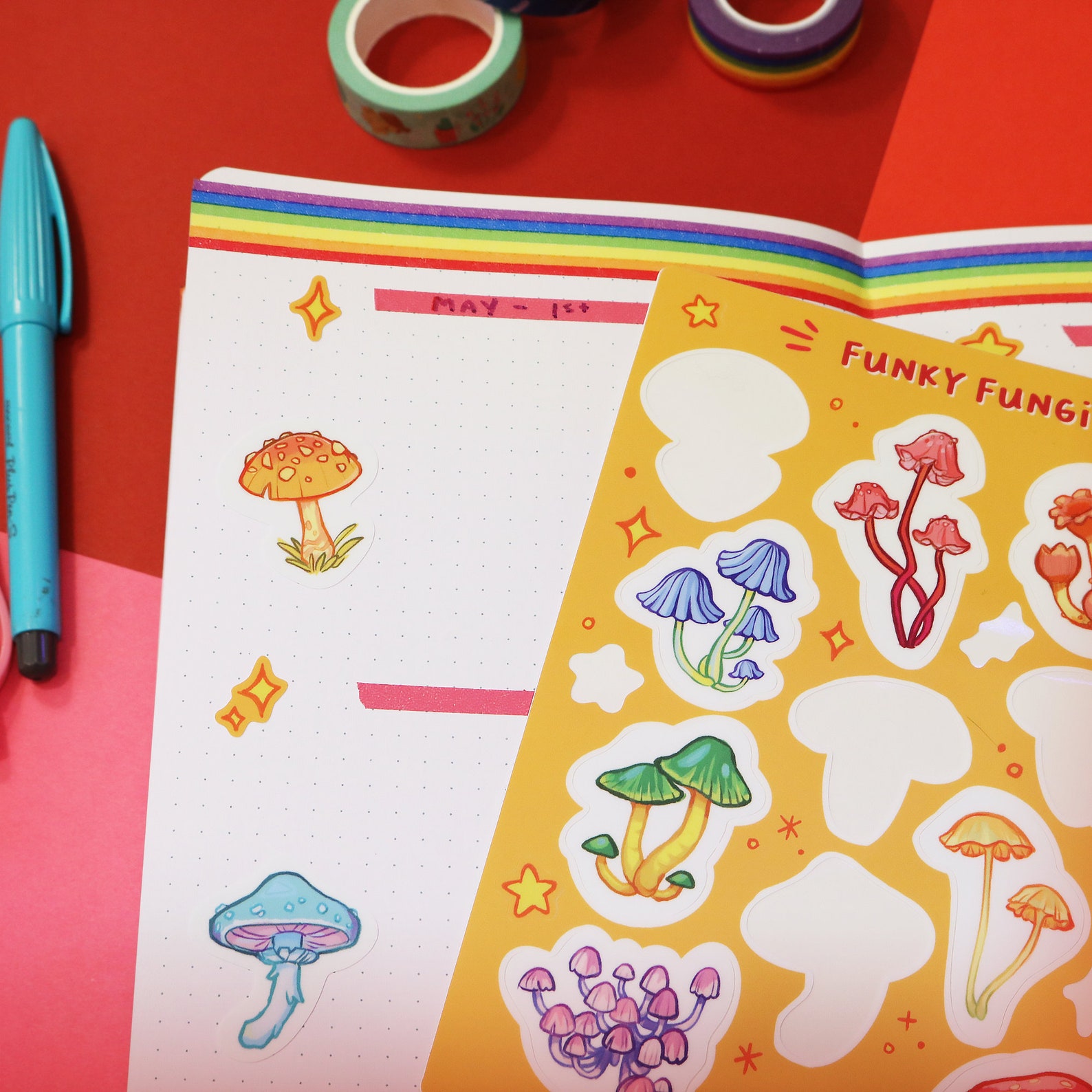 Funky Fungi Vinyl Sticker Sheet | Etsy