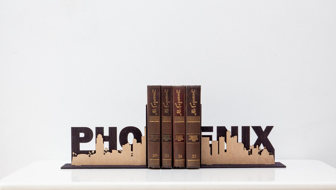 Phoenix Skyline Bookends, Phoenix City Silhouette, US City Silhouette ...