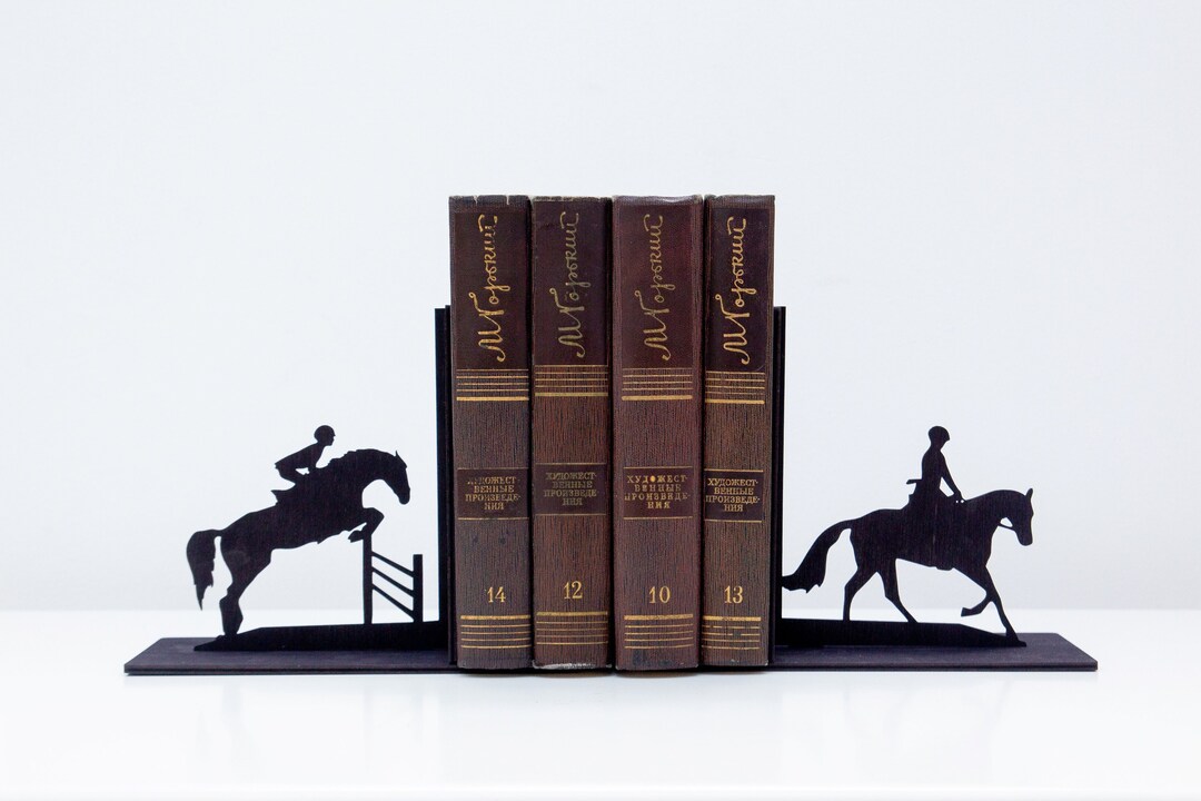 Horse Bookends, Horseback Riding Decor, Equestrian Sports Bookends ...