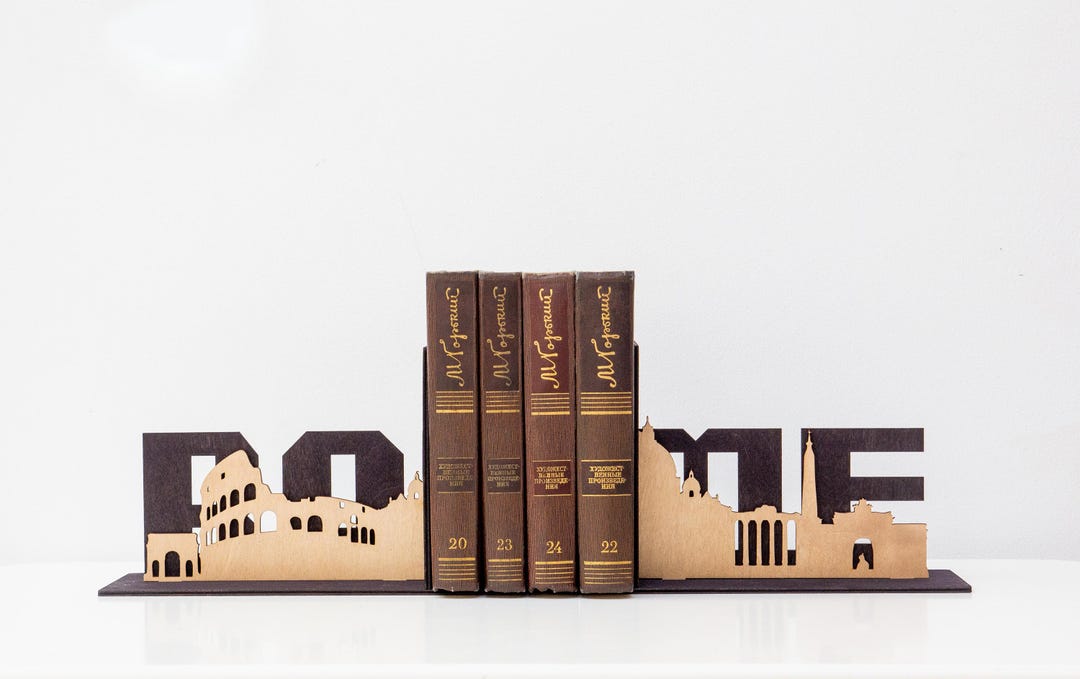 Rome Skyline Bookends, Italian City Silhouette, Rome Landmark Bookends ...