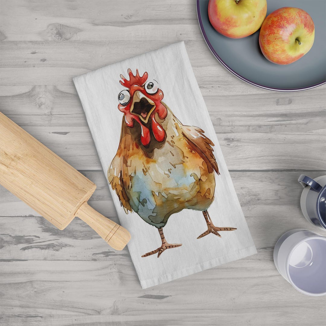 Funny Chicken Tea Towel, Cute Kitchen Dish Drying Cloth, Entertaining ...