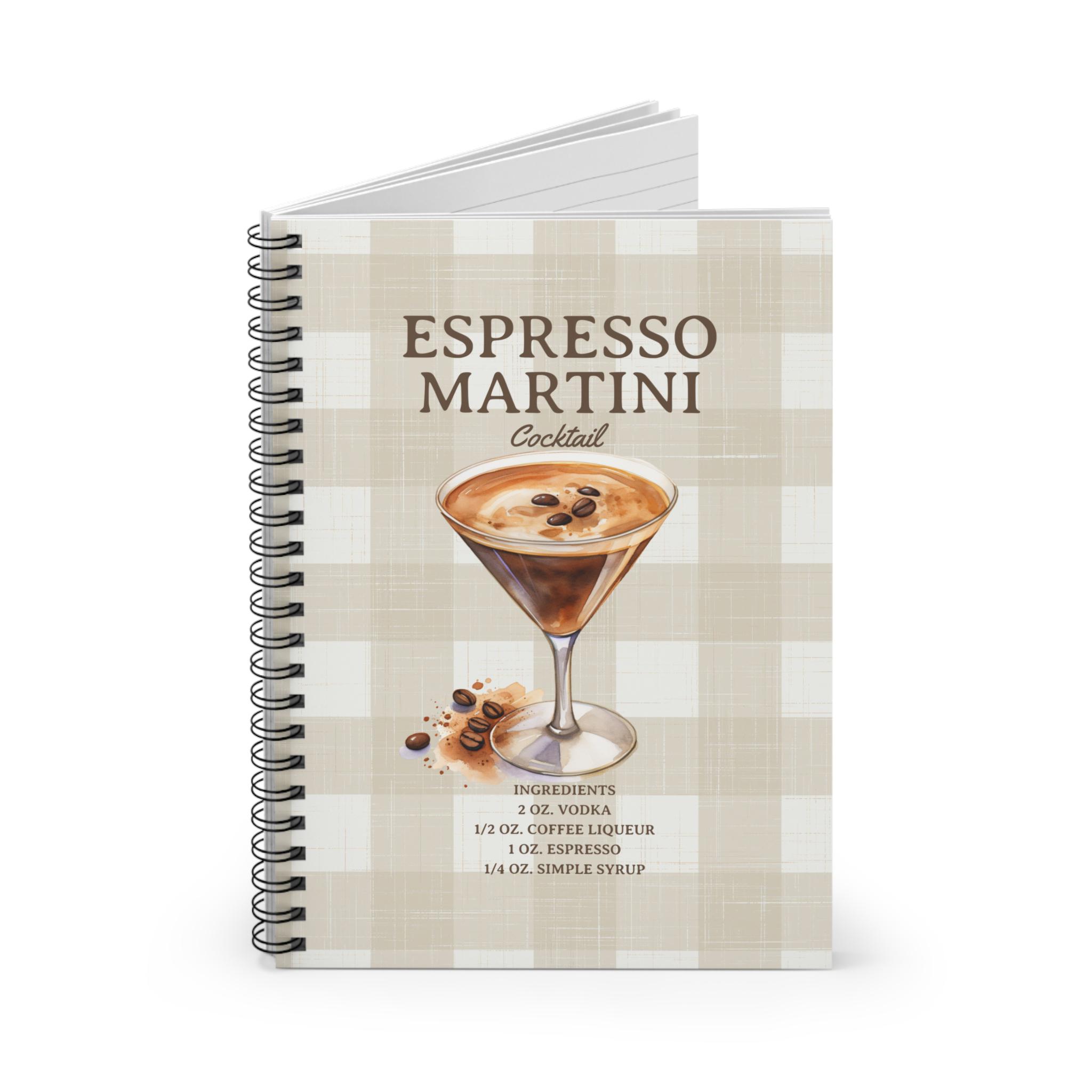 Beige Gingham Spiral Notebook Expresso Martini Recipe, Journal ...