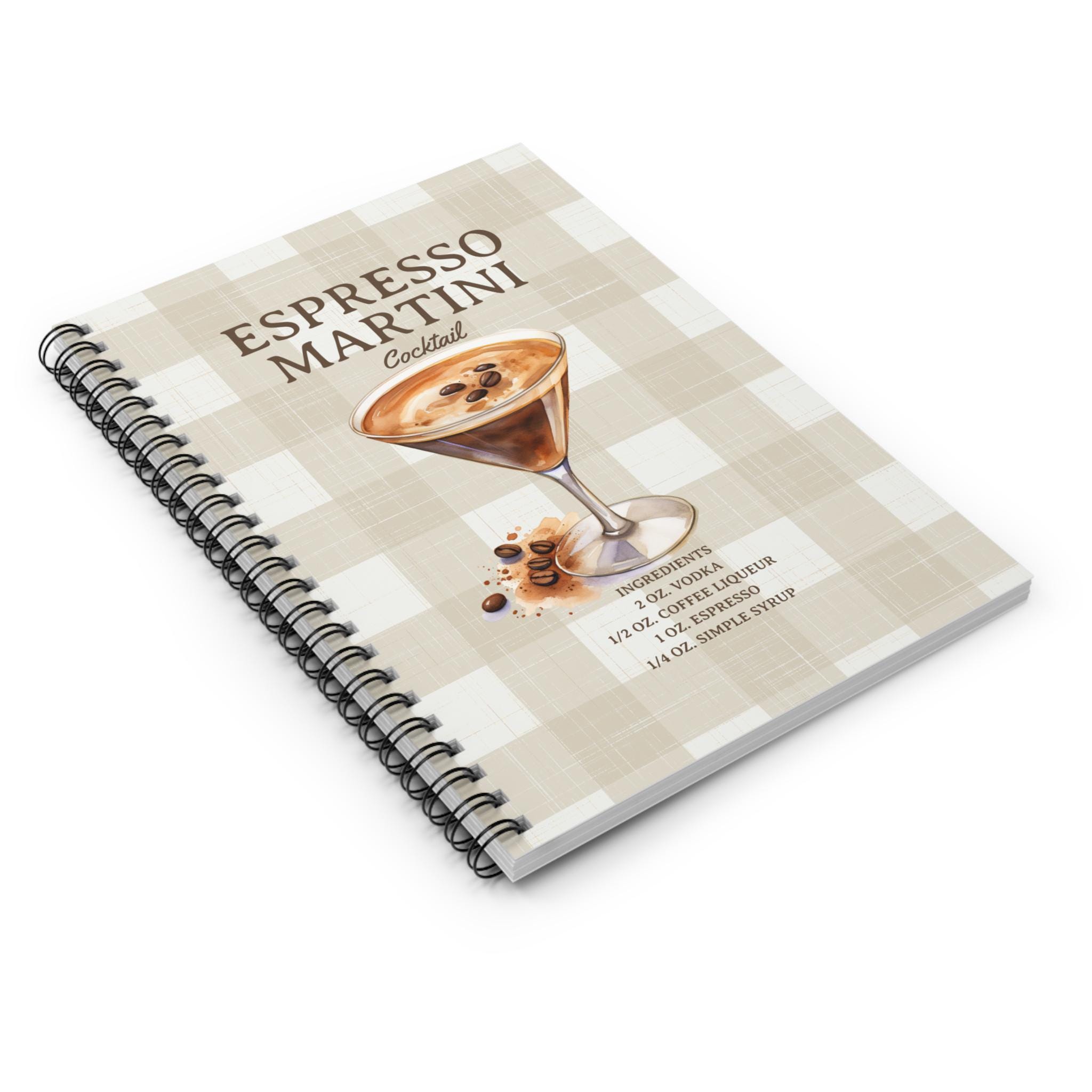 Beige Gingham Spiral Notebook Expresso Martini Recipe, Journal ...