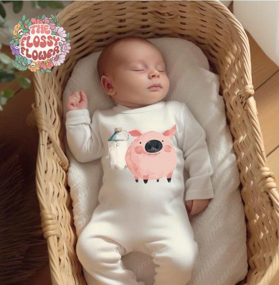 Piggy and Milk Romper-baby Piggy Sleeper-cute Piggy Outfit-baby Farm ...