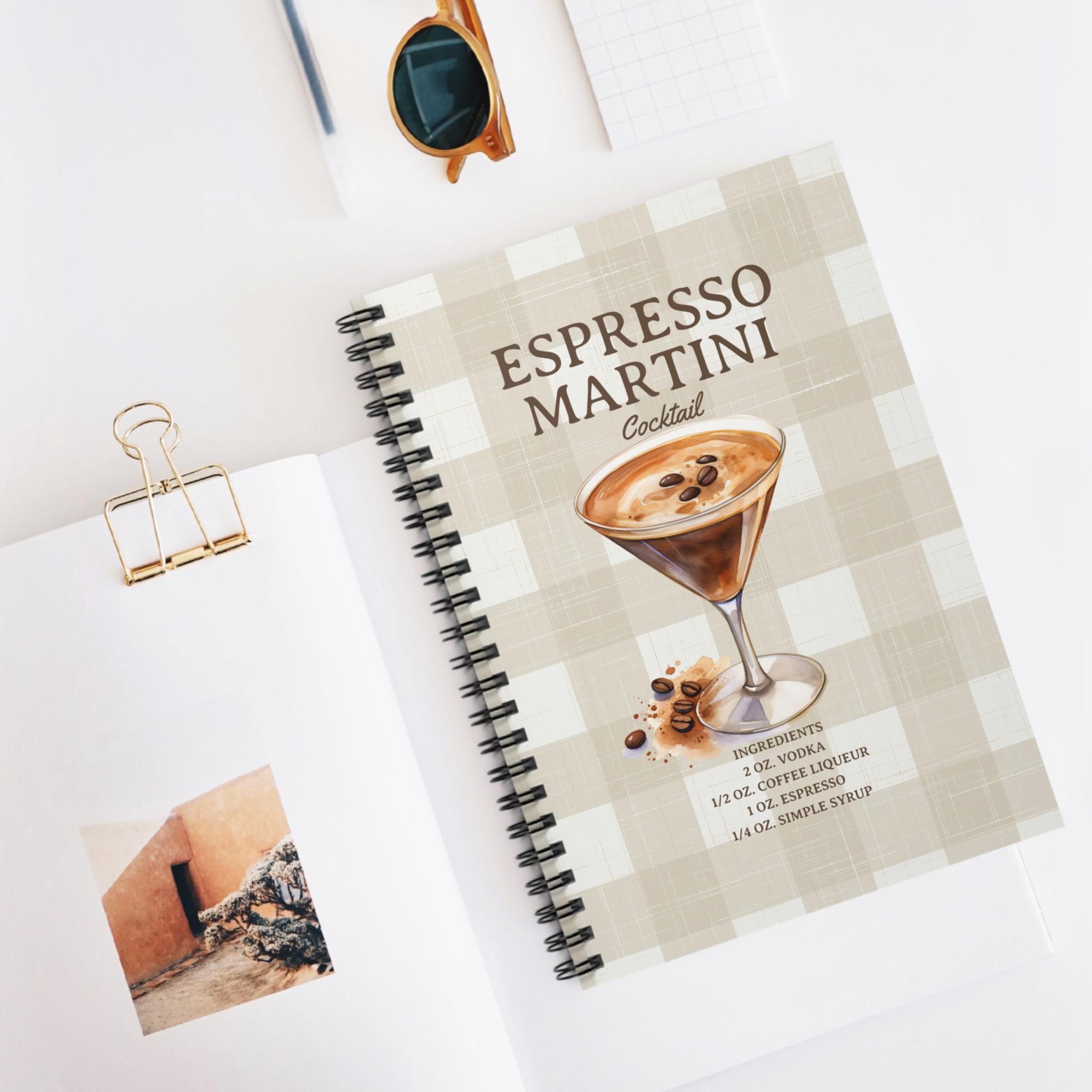 Beige Gingham Spiral Notebook Expresso Martini Recipe, Journal ...