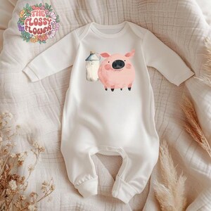 Piggy and Milk Romper-baby Piggy Sleeper-cute Piggy Outfit-baby Farm ...