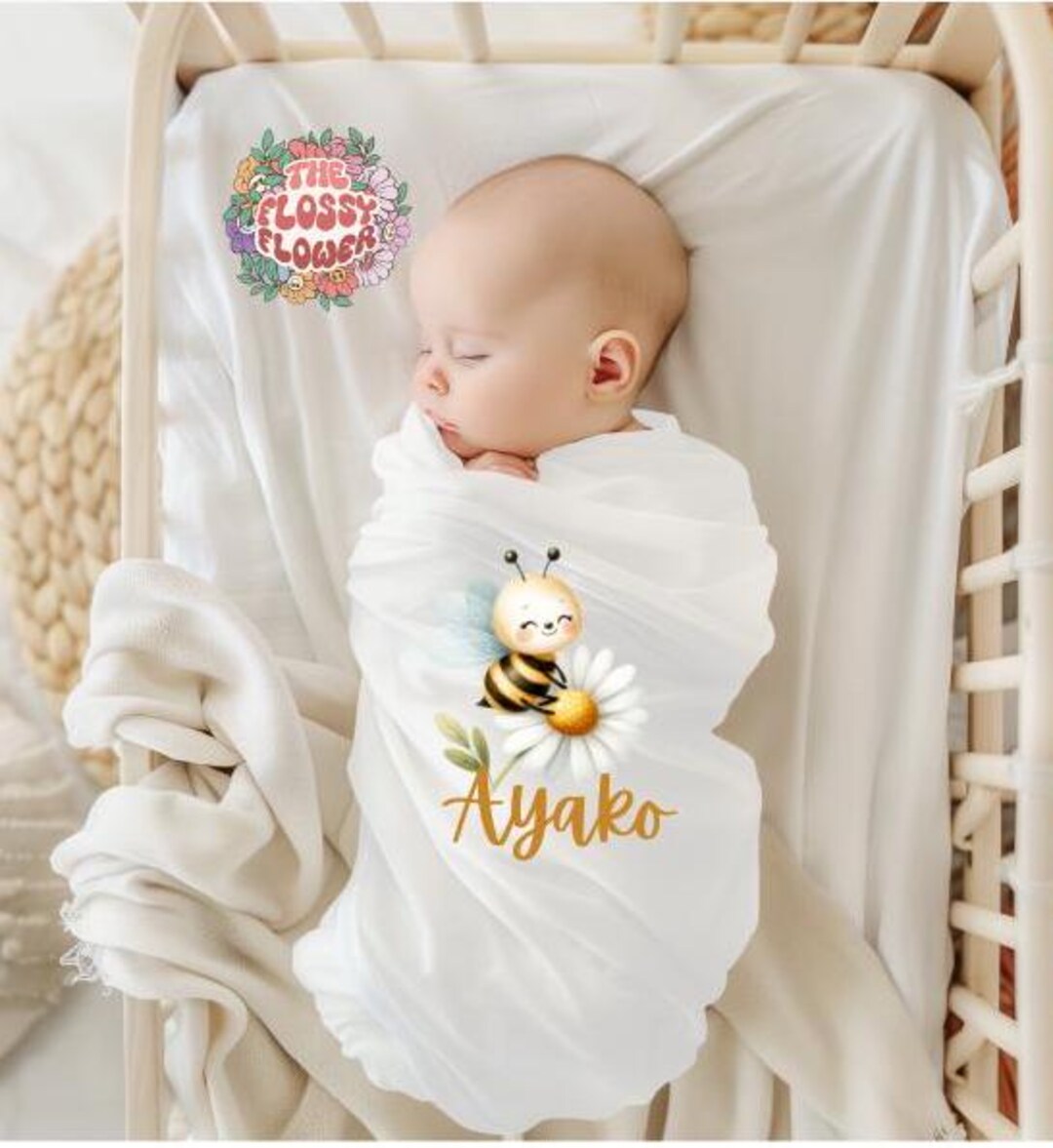 Baby Bee Swaddle Blanket With Name-custom Swaddle baby Bee Swaddle ...