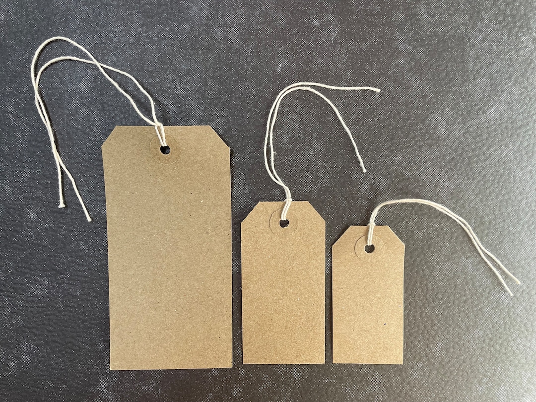 1000 Brown Kraft Strung Reinforced Tags Luggage Labels Tag String Tie ...