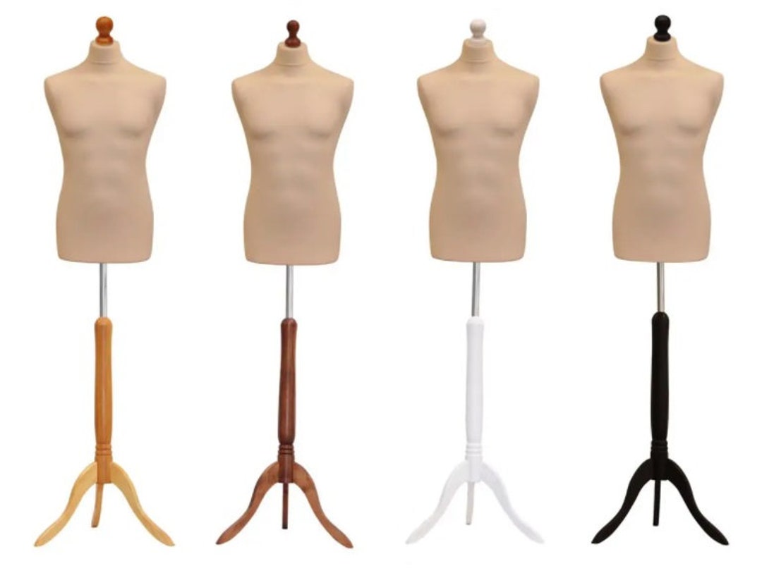 Dressmakers Dummy Male Display Bust With Chrome Base – Adjustable Gents ...