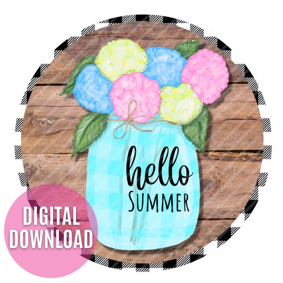Hello Summer Flower Vase digital Download Printable Sign - Etsy