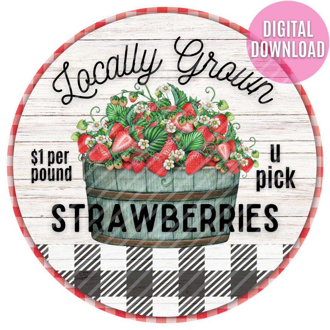 Strawberry Sign digital Download Printable Farmhouse Wreath Sign ...