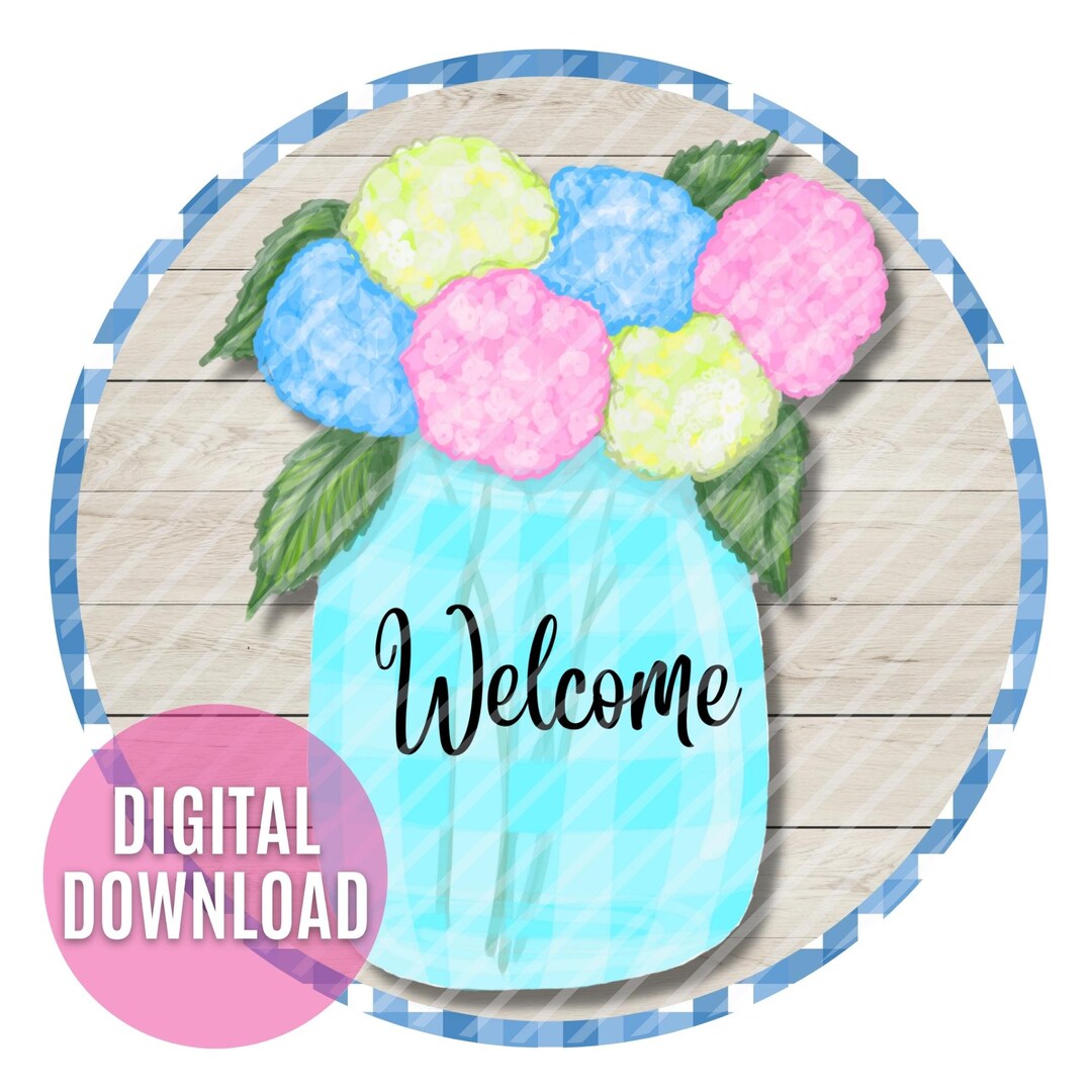 WELCOME Flower Vase digital Download Printable Sign, Printable Art ...
