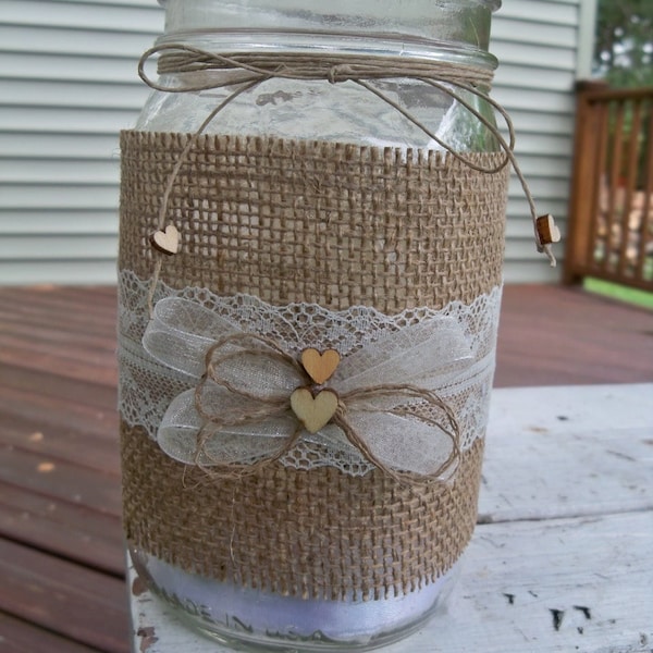 Burlap Mason Jars - Etsy