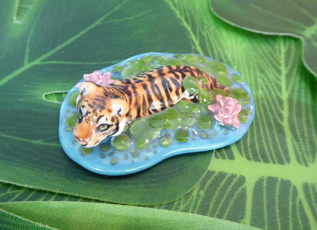 Handmade Ceramic Swimming Tiger - Etsy