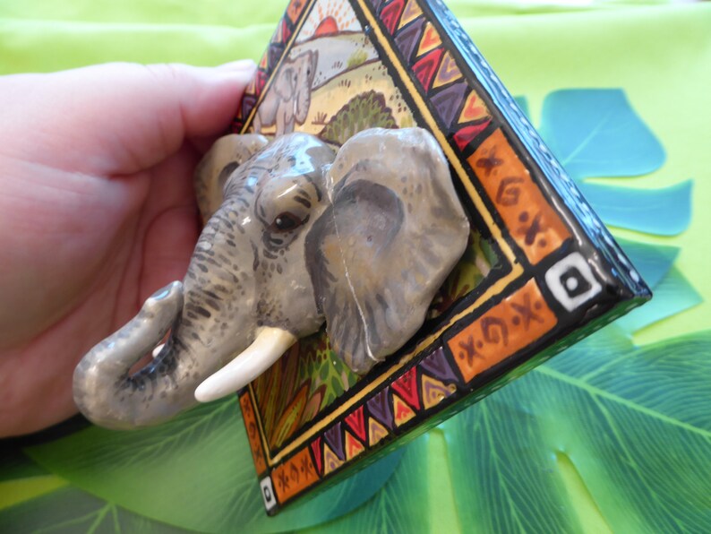 Ceramic Elephant Wall Tile - Etsy