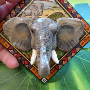 Ceramic Elephant Wall Tile - Etsy