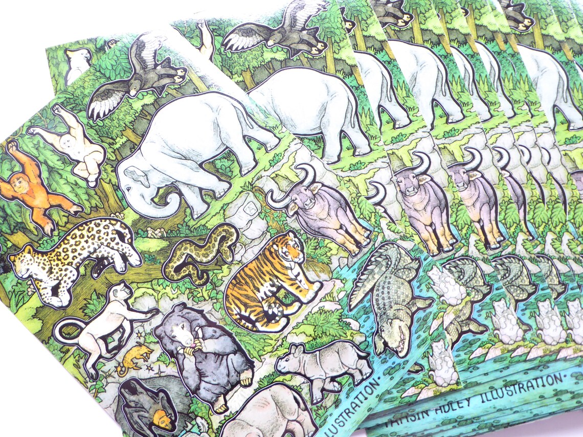 A6 Asian Jungle Sticker Sheet - Etsy