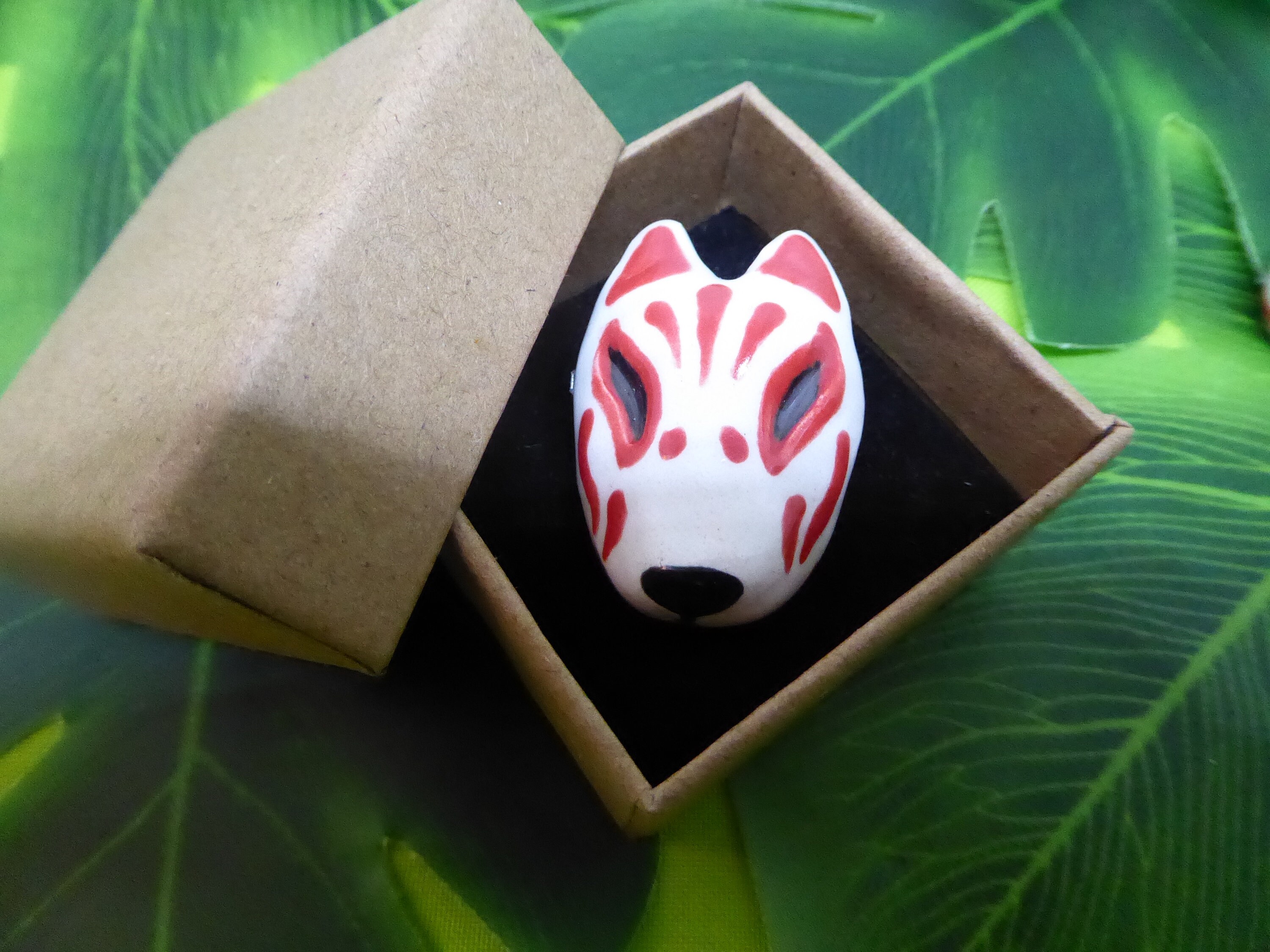 Ceramic Black Kitsune Mask Brooches - Etsy