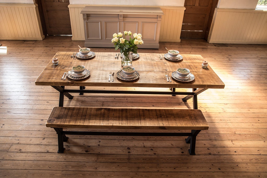 Industrial Style X Frame Dining Table & Benches | Etsy