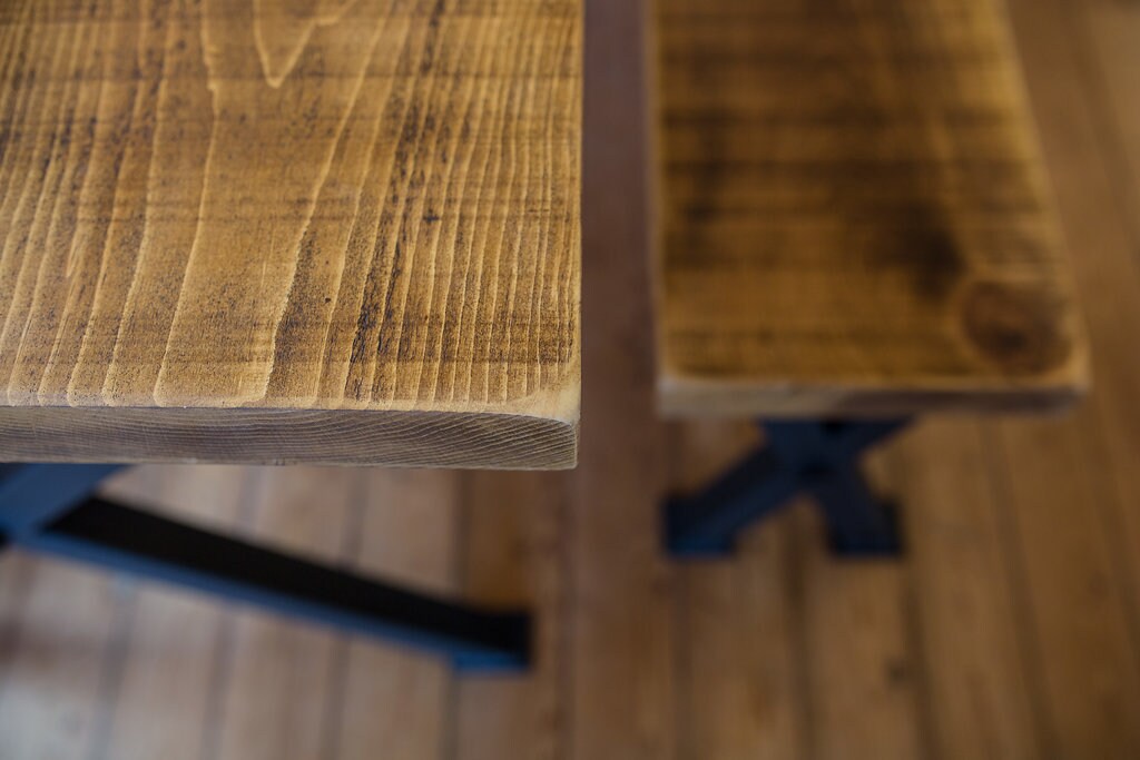 Industrial Style X Frame Dining Table & Benches | Etsy