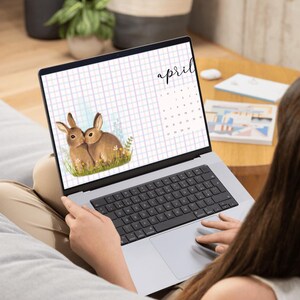 April Desktop Wallpaper | Digital Download | Pastel Plaid & Bunnies ...