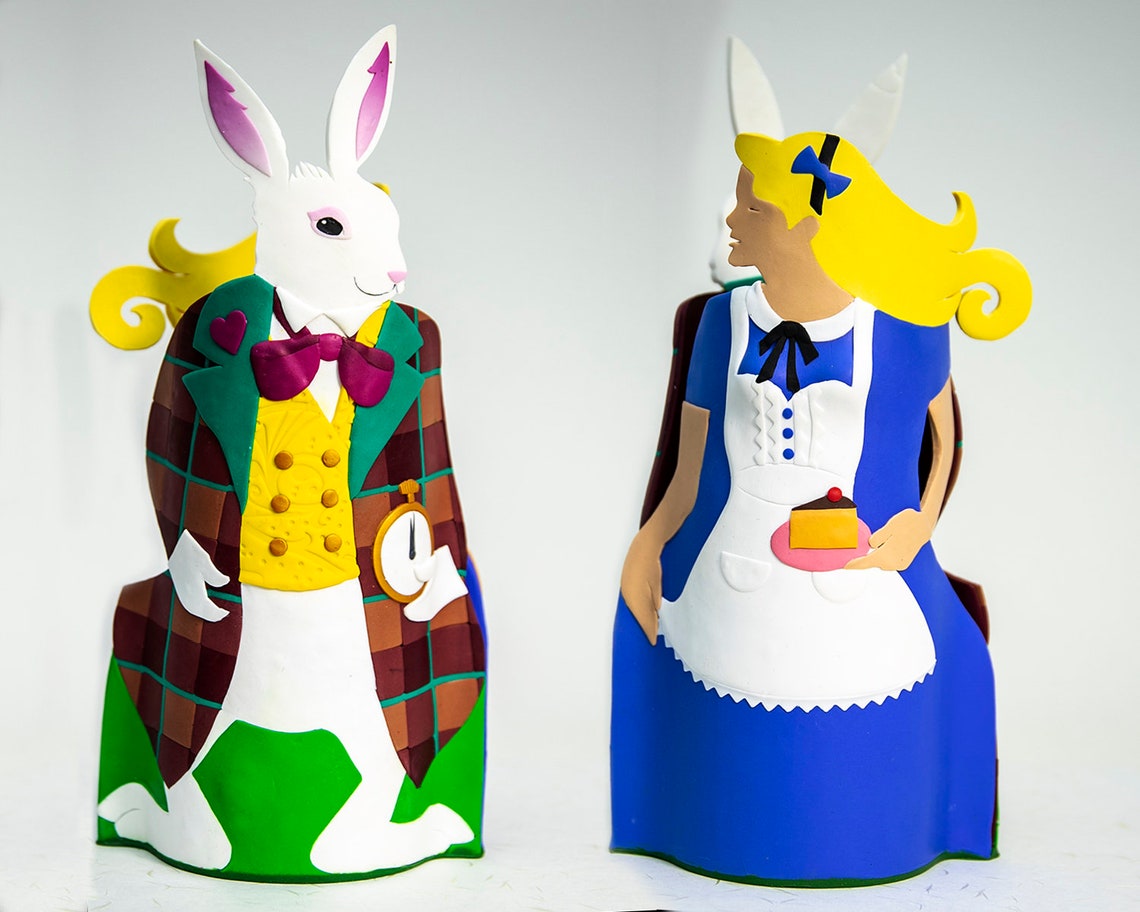 Alice in Wonderland Vase Stunning Handmade, Double Sided, Character ...