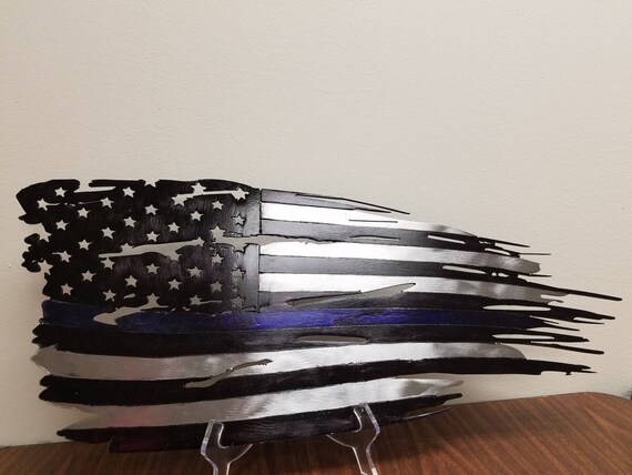 Distressed American Blue Line Flag | Etsy